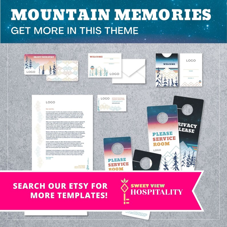 Hotel Keycard Envelope Template - Mountain Memories Theme - Etsy