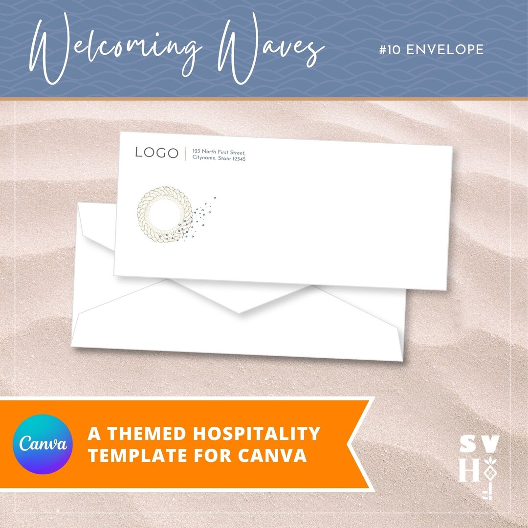 No. 10 Envelope Template - Welcoming Waves Theme - Etsy