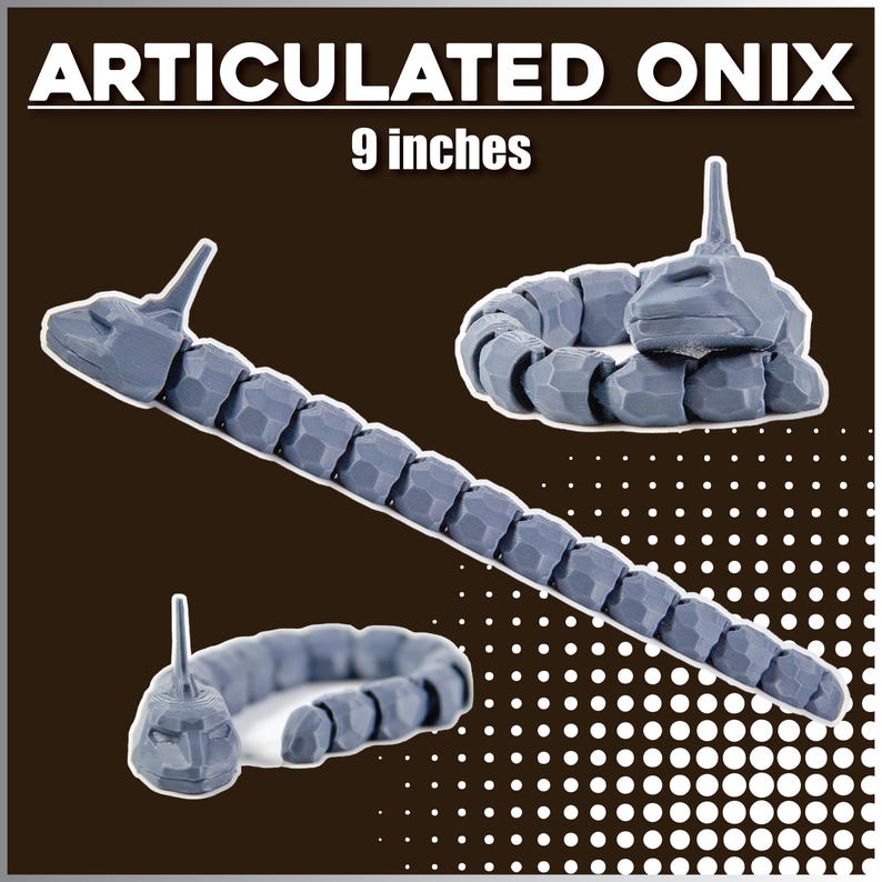 Articulated Onix, Pokemon Fidget, Pokemon Toy, Onix Pokemon ...