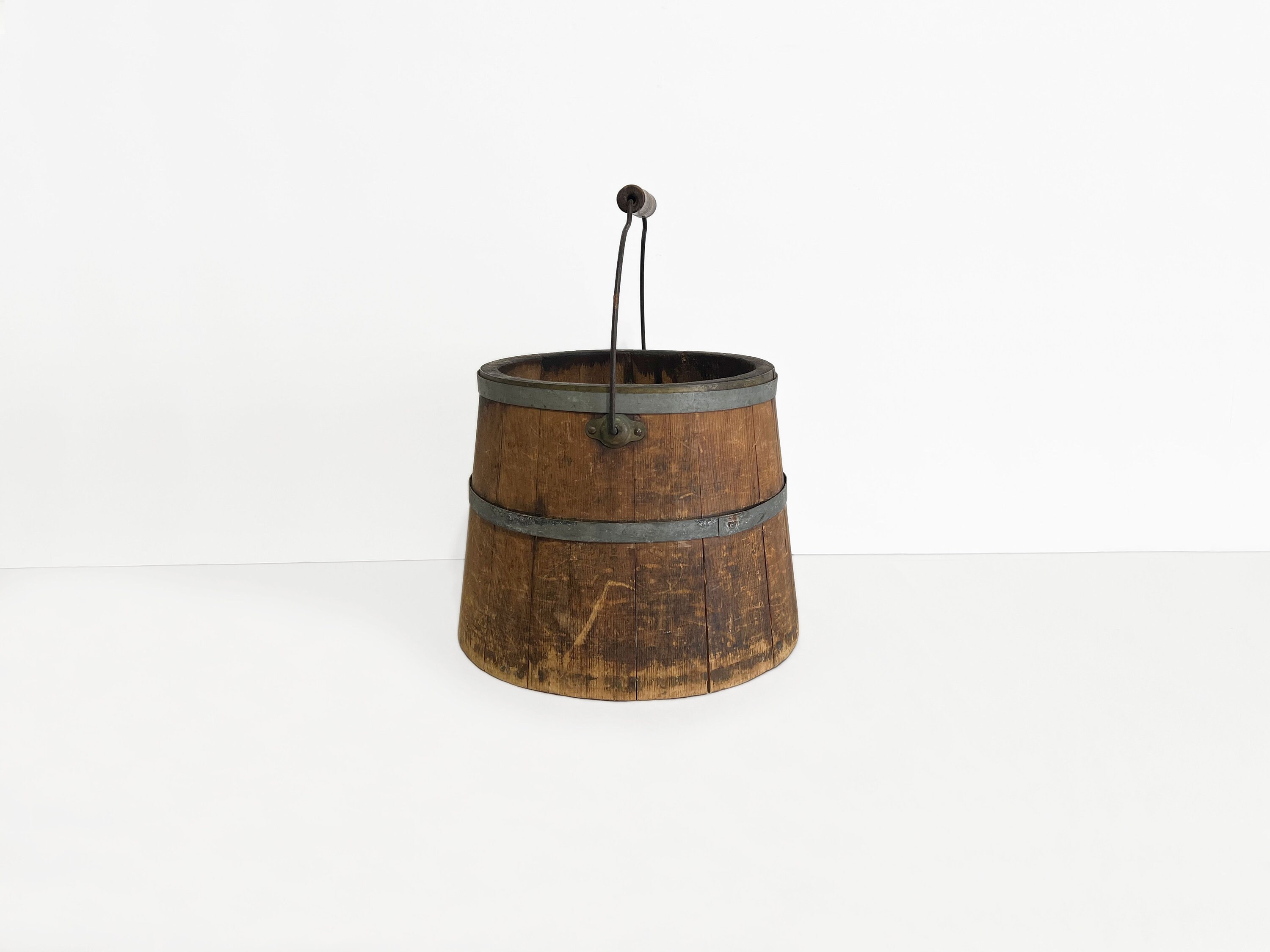 Antique Large Wooden Firkin - Antique Large Wooden Bucket - Primitive ...