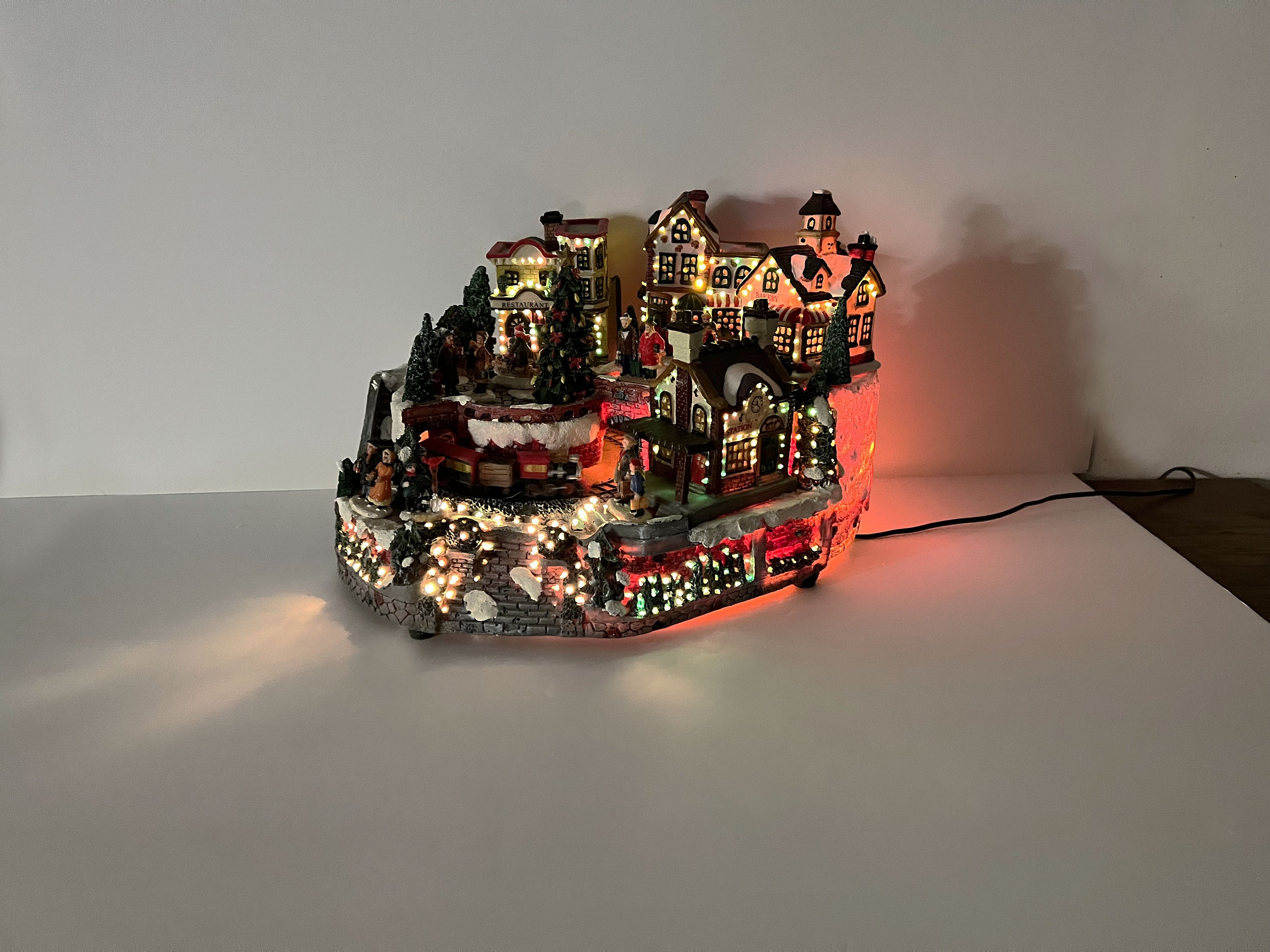Holiday Collection Fiber Optic Village With Train, With Motion With ...