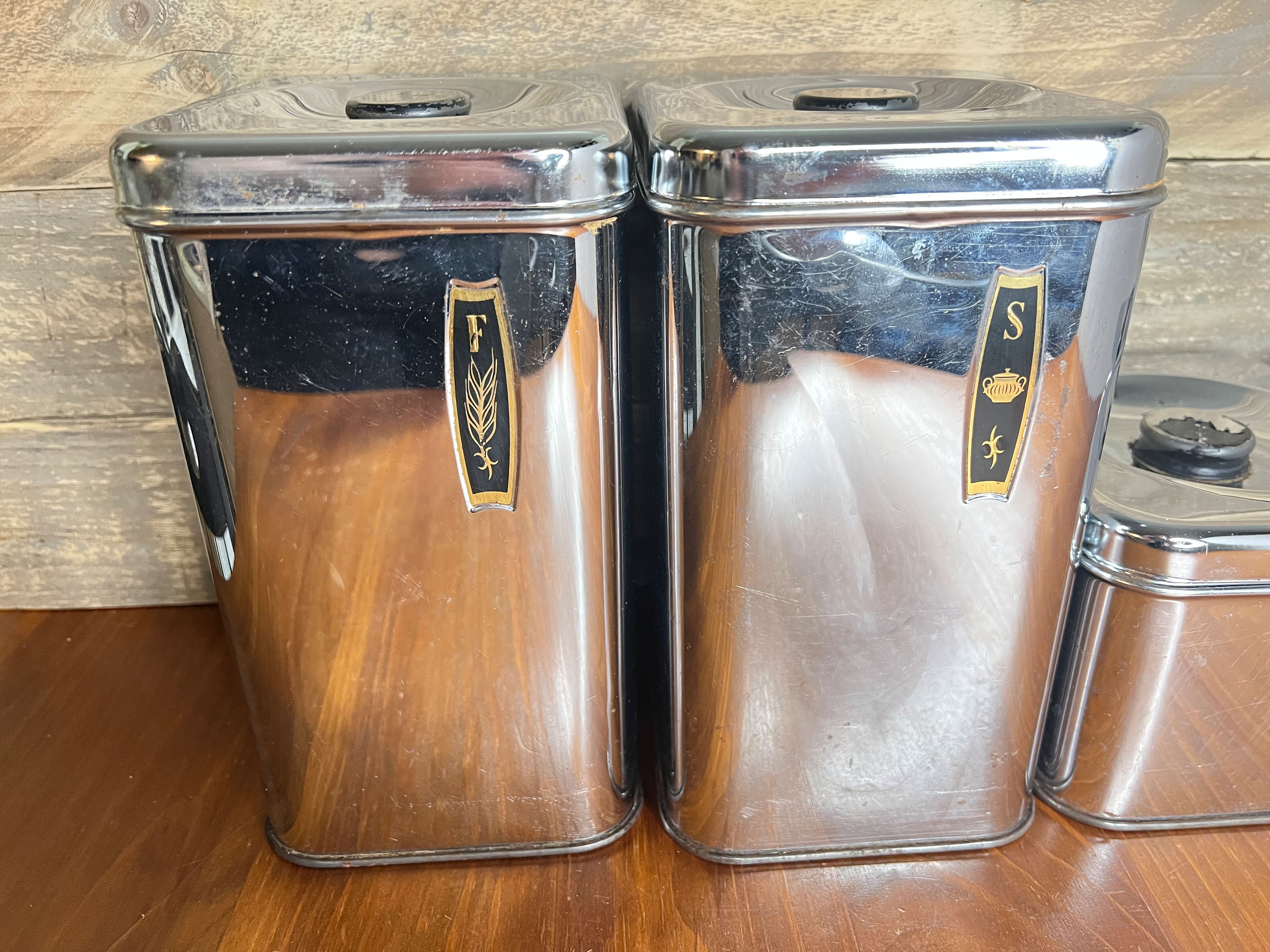 Vintage GSW Kitchen Canister Set Chrome Canister Set Canister Coffee ...