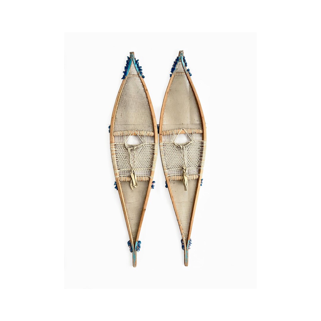 Rare Antique Native Indian Cree Pointed Tip Snowshoes 62'' - Wooden ...