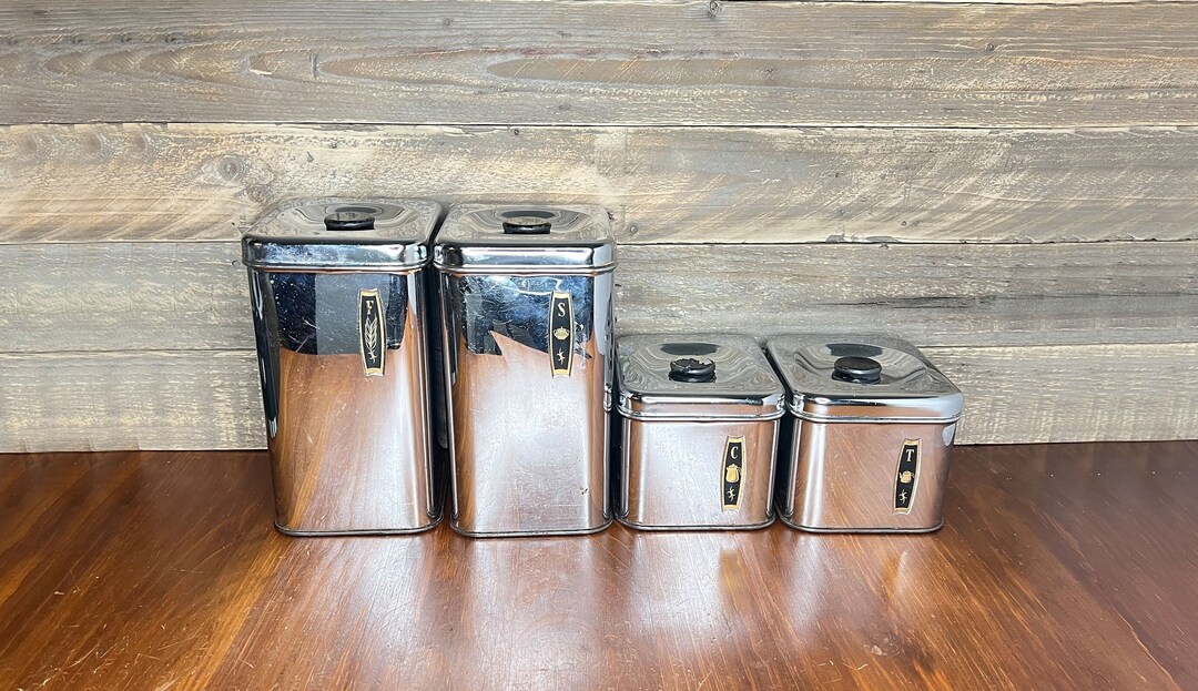 Vintage GSW Kitchen Canister Set - Chrome Canister Set - Canister ...