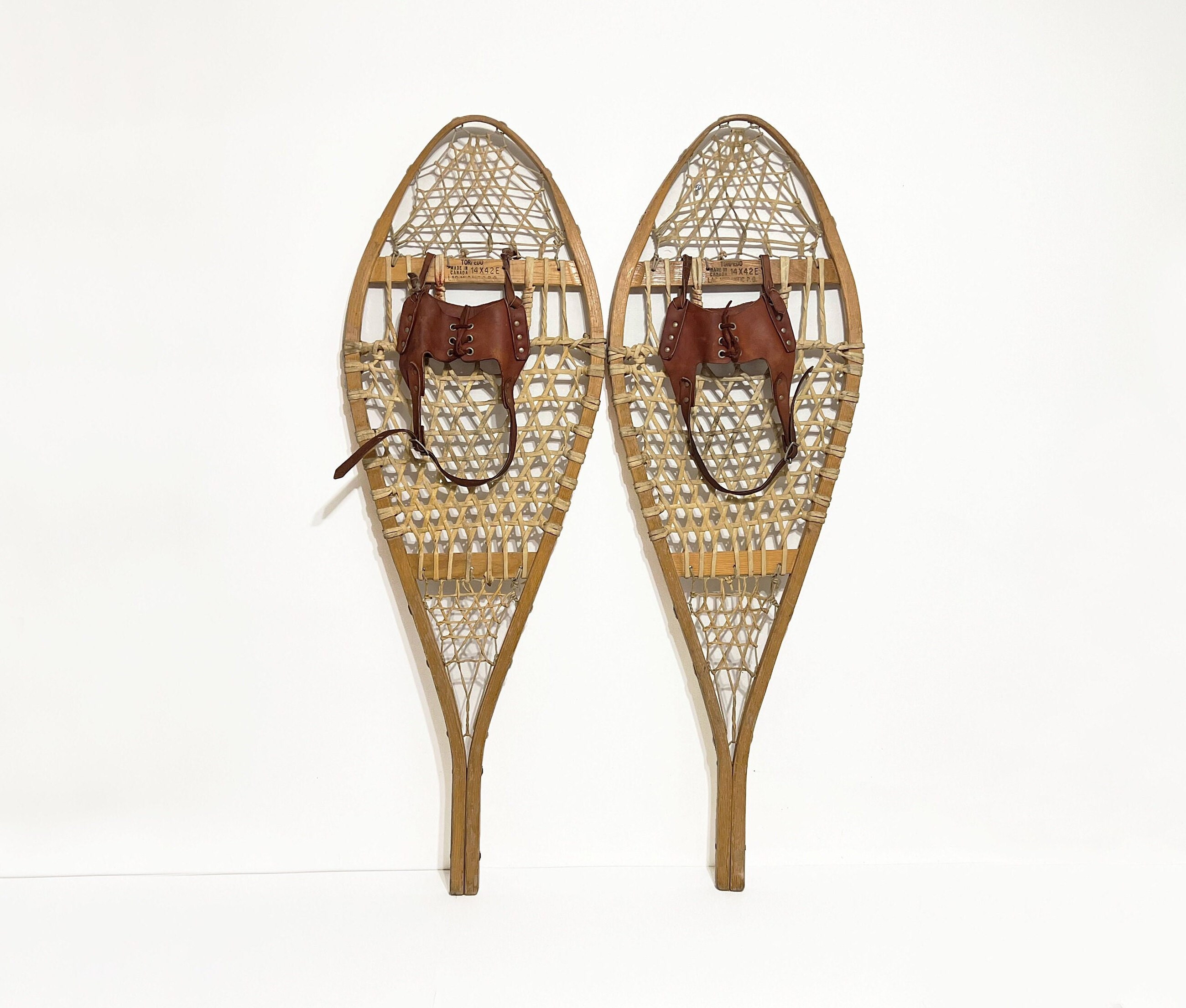 Vintage Torpedo Wooden Snowshoes 14 X 42E Made in Lac Megantic, Canada ...
