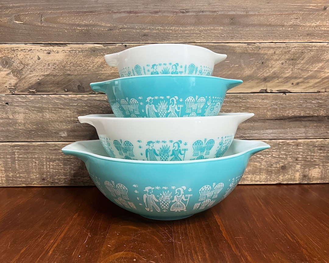 Vintage Pyrex Amish Butterprint Cinderella Nesting Bowl Set of 4 #441 ...