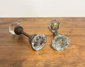 Antique Glass Door Knobs Set - Etsy