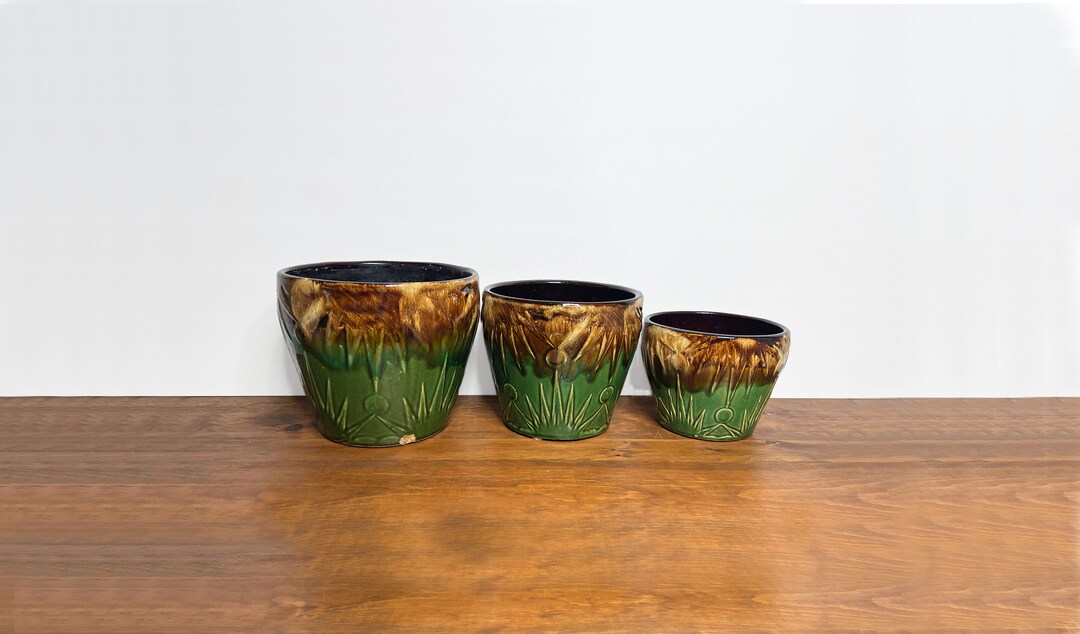 Set of 3 Vintage Robinson Ransbottom Pottery Planters Sun & Moon ...