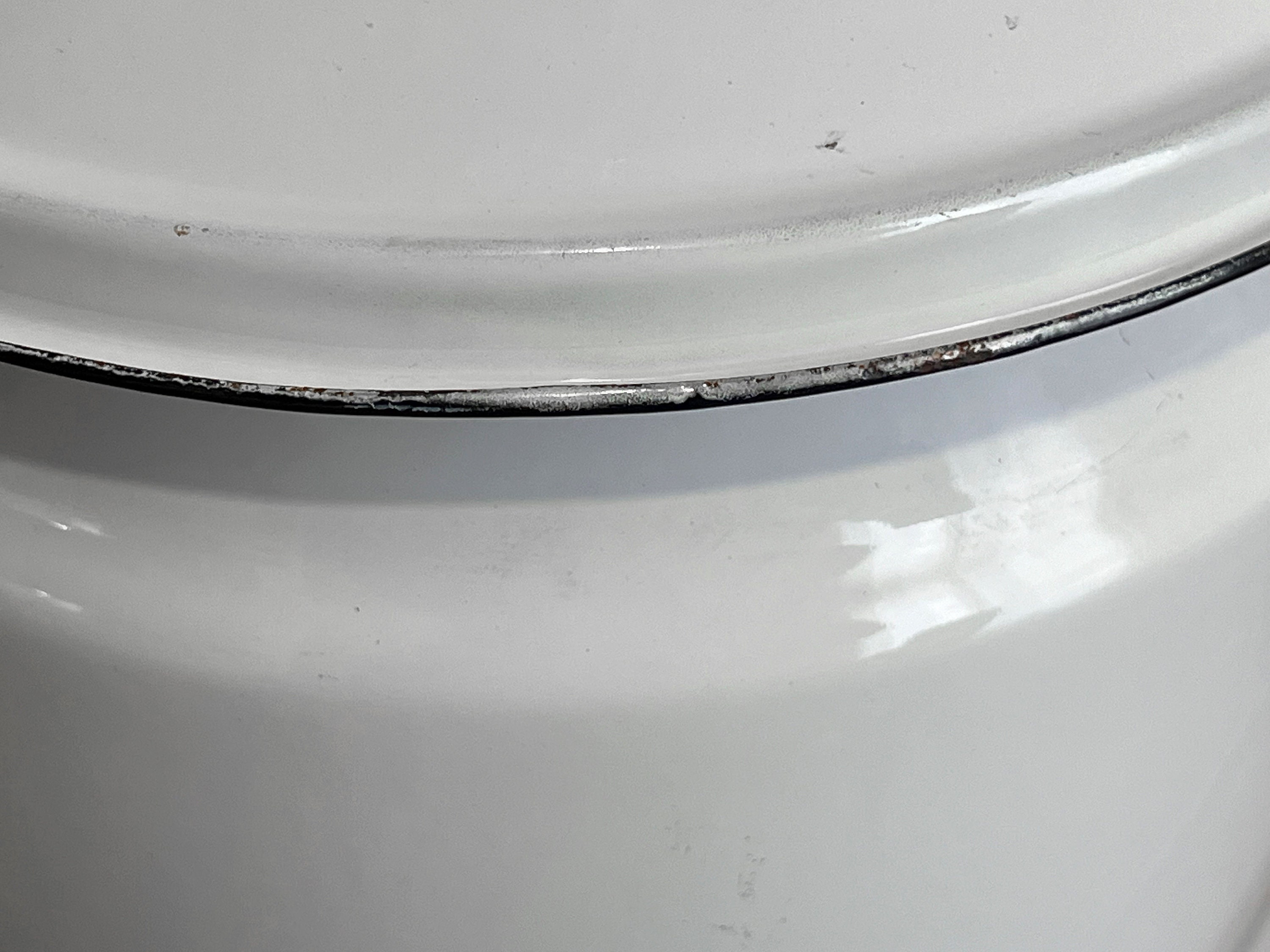 Vintage White Enamelware Chamber Pot With Lid and Wood Handle Slop ...