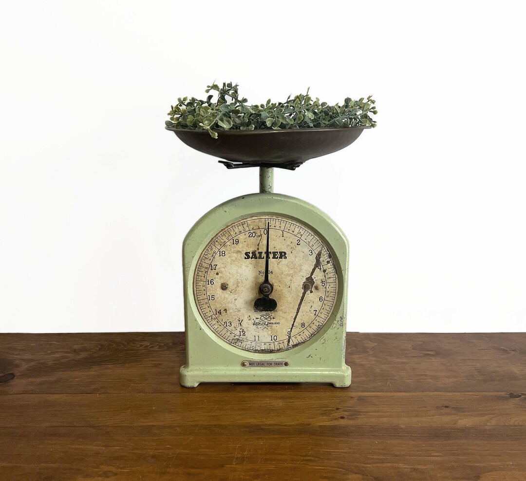 Antique Salter Kitchen Scales 20 Lbs - Vintage Cast Iron Mint Green ...