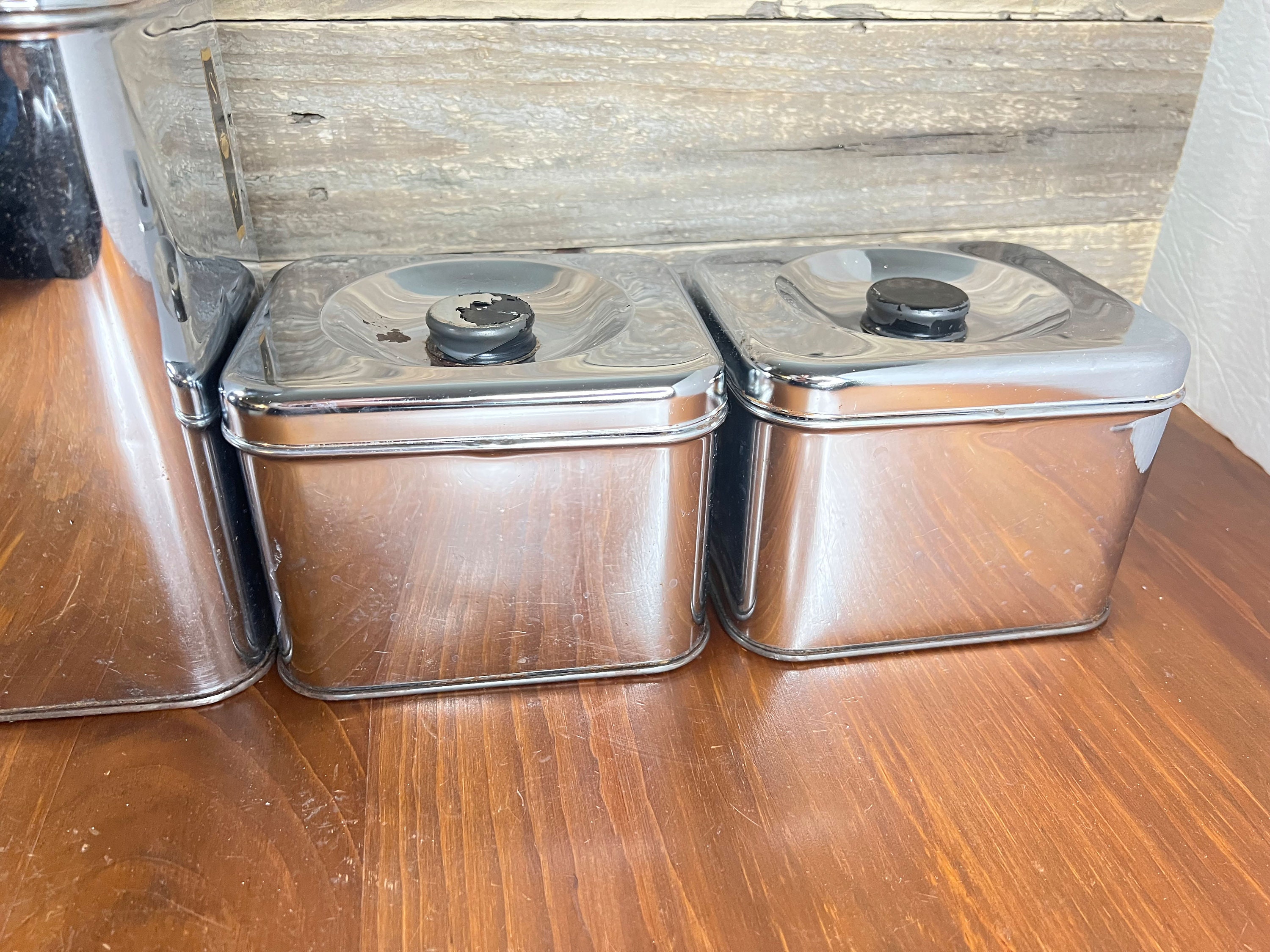 Vintage GSW Kitchen Canister Set Chrome Canister Set Canister Coffee ...