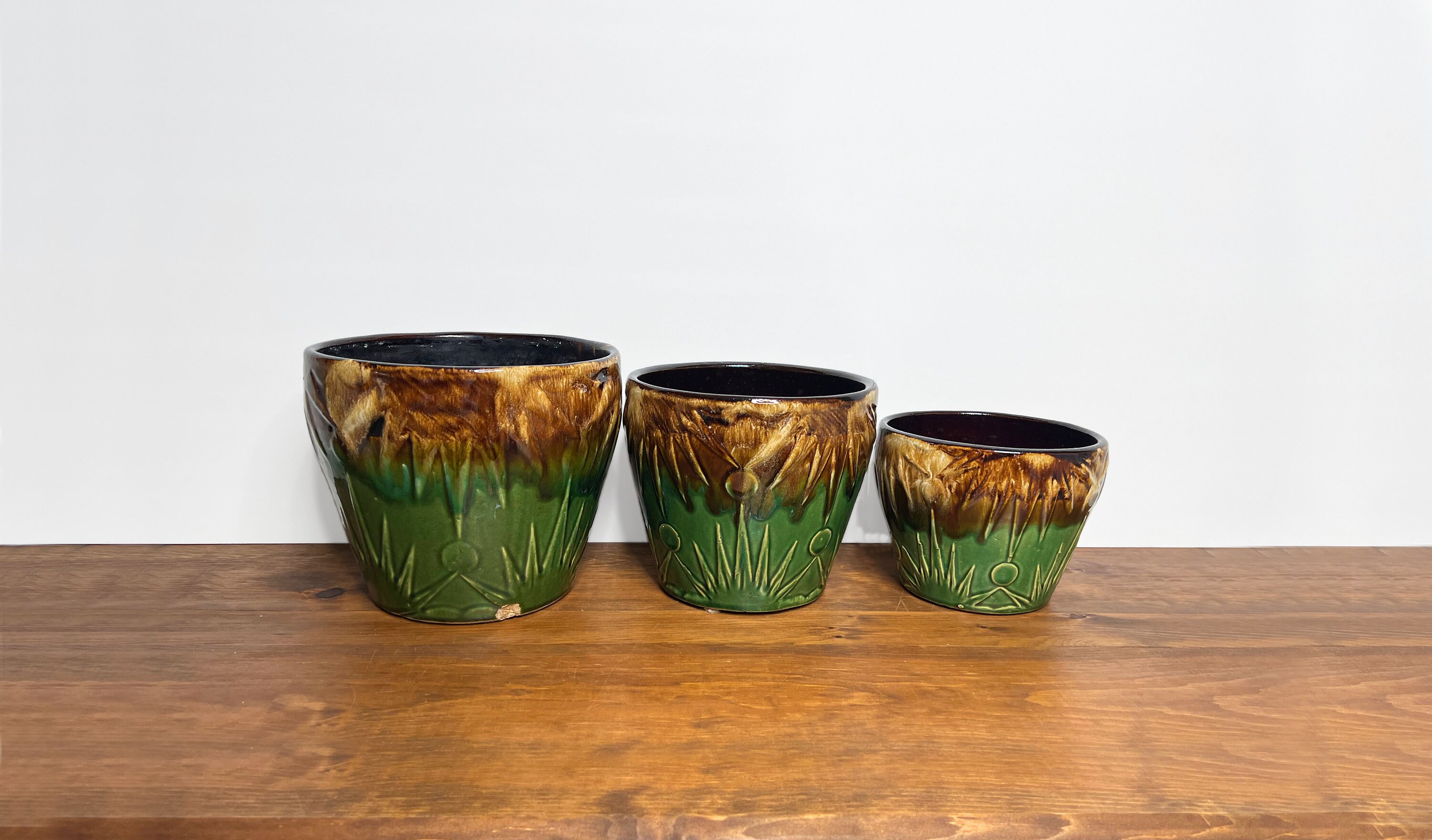 Set of 3 Vintage Robinson Ransbottom Pottery Planters Sun & Moon ...