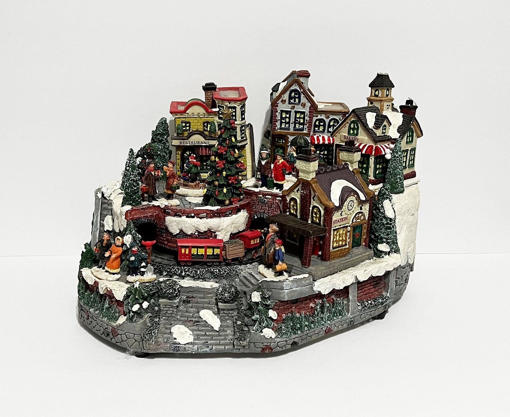 Holiday Collection Fiber Optic Village With Train, With Motion With ...