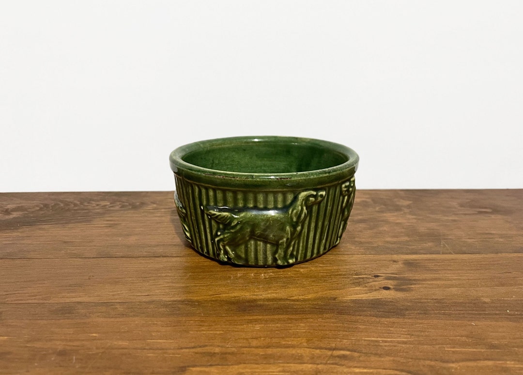 Vintage Robinson Ransbottom Green Dog Bowl: Dog Design - Etsy