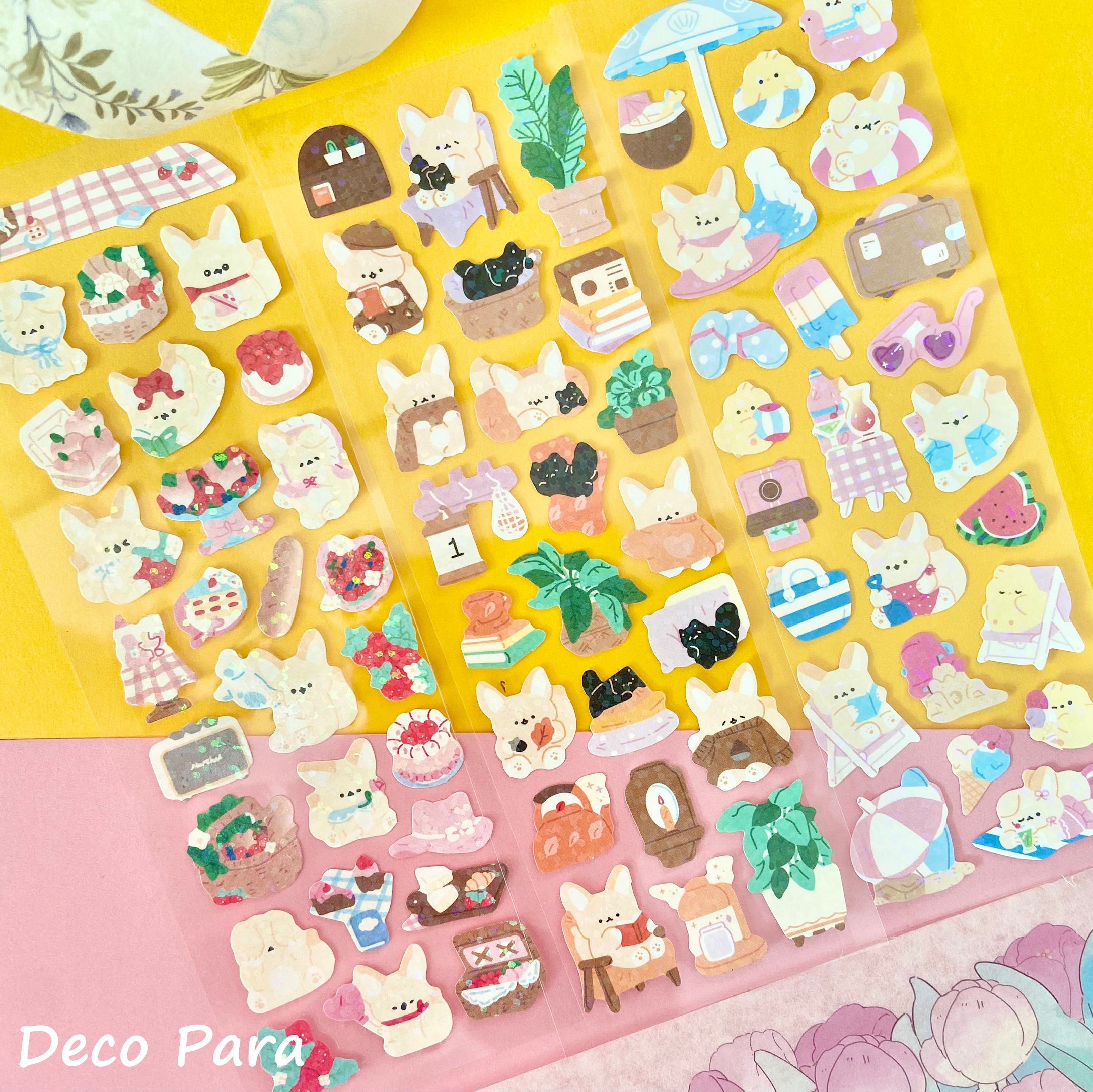 Korean Ins Glittery Deco Sticker Sheets Daily Life With - Etsy