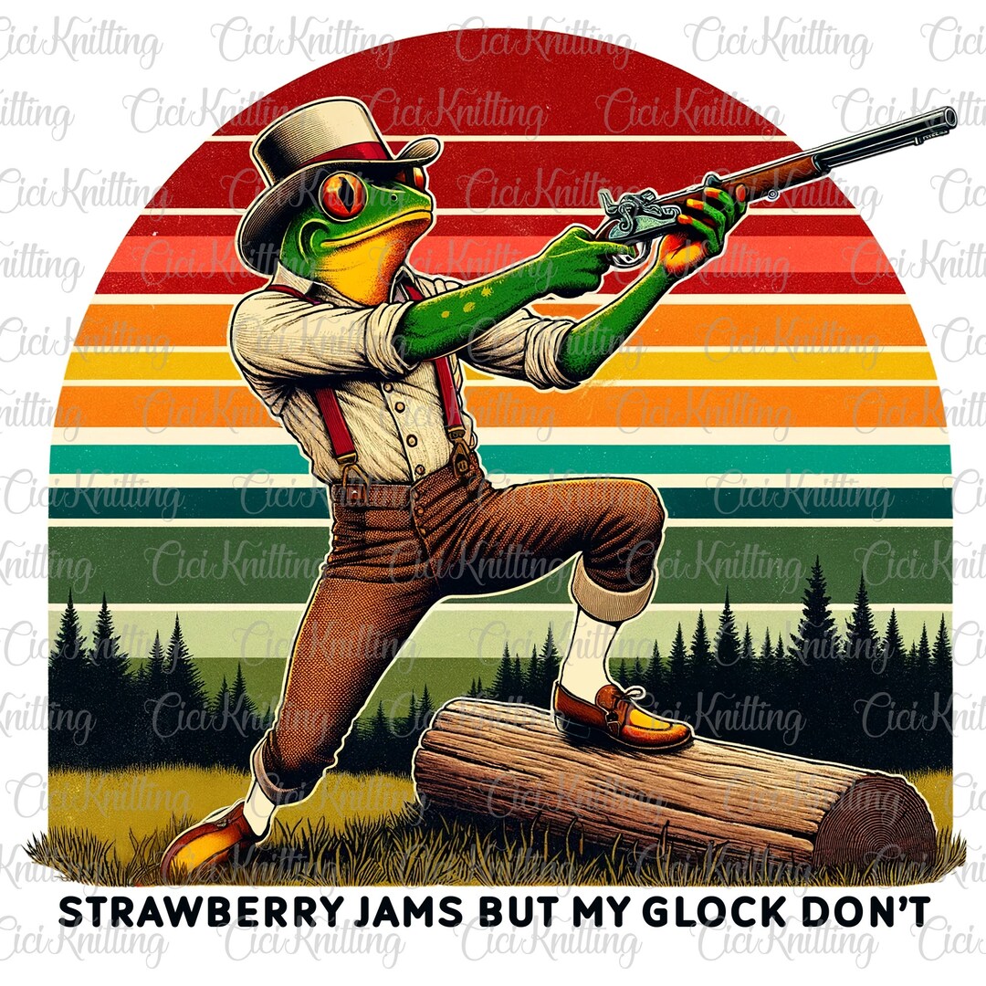 Strawberry Jams but My Glock Don't Png, Frog Cowboy Png, Western Style ...