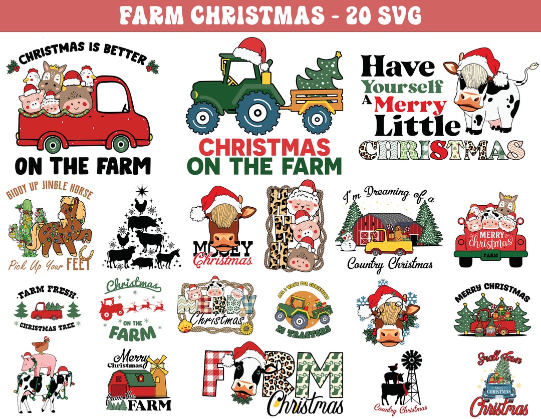 Country Christmas SVG Bundle, Farmhouse Christmas SVG Retro, Christmas ...