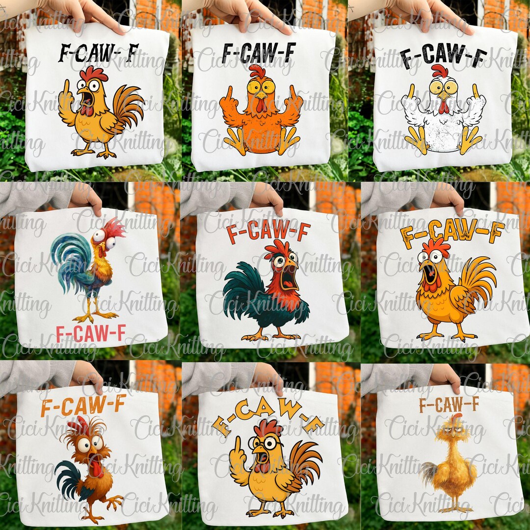 F-caw-f Png Bundle, Funny Chicken Rooster Png, Crazy Rooster Meme ...