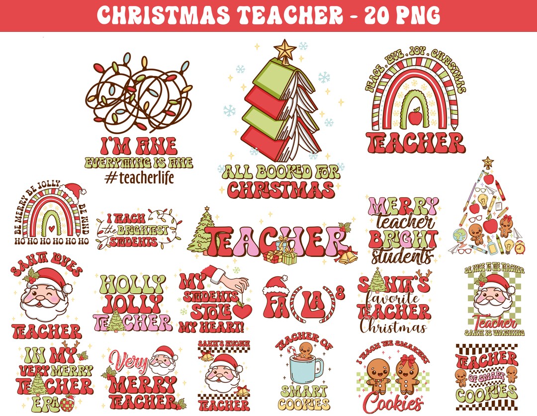 Teacher Christmas Png Bundle, Retro Teaching Little Reindeer Cookies ...