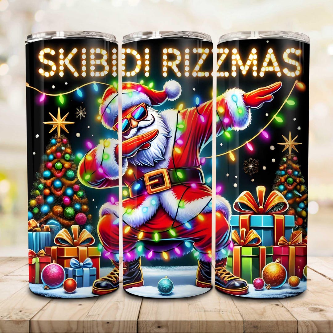 Skibidi Rizzmas 20oz Skinny Tumbler PNG, Merry Rizzmas Png, Rizz the ...