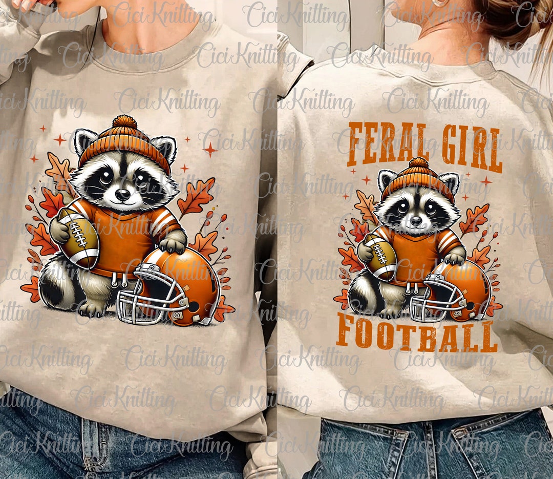 Bundle Feral Girl Football Png, Fall Football Png, Game Day Shirt Design, Raccoon Football ...
