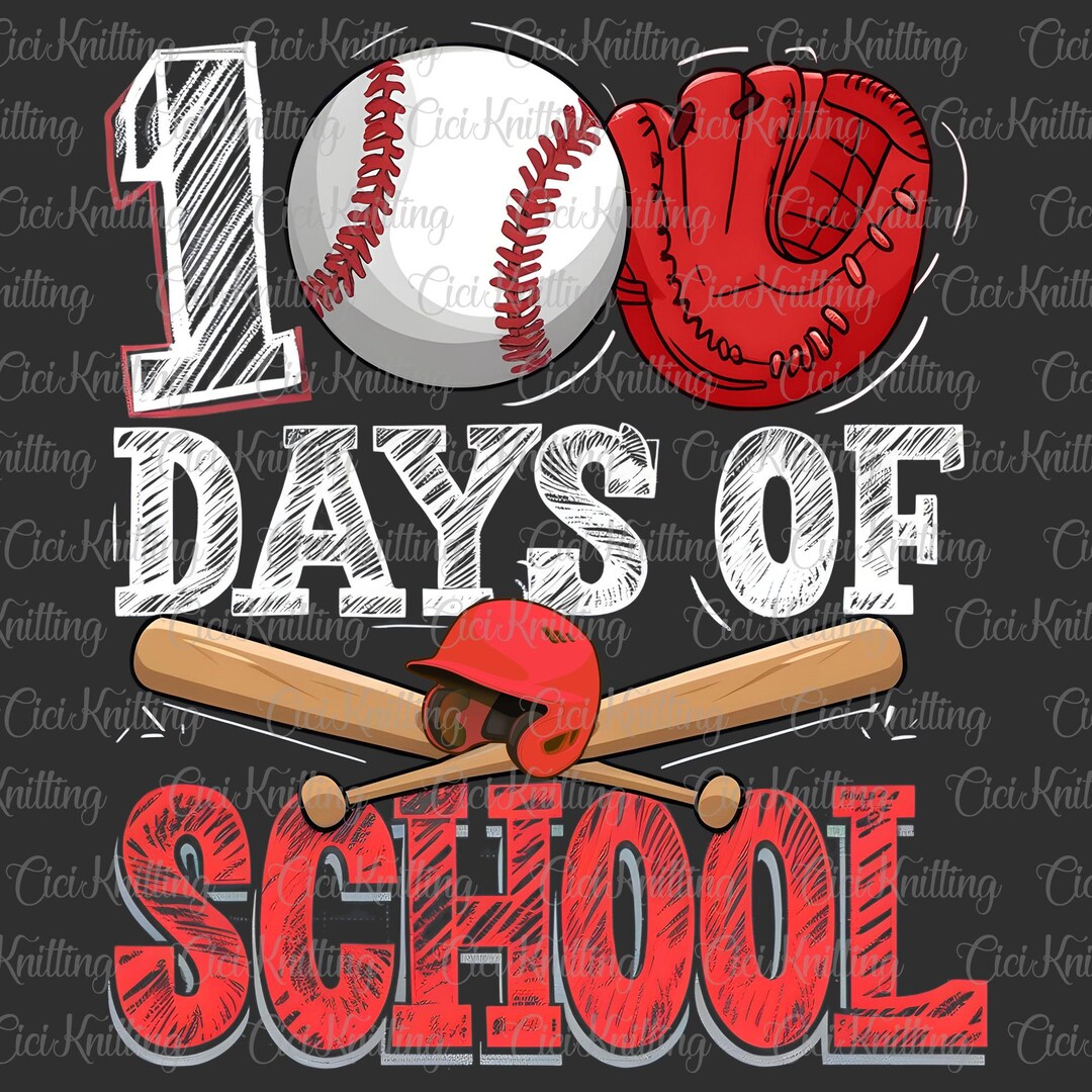 100 Days of School Baseball Png, Baseball Fans, 100 Days Png, 100th Day ...