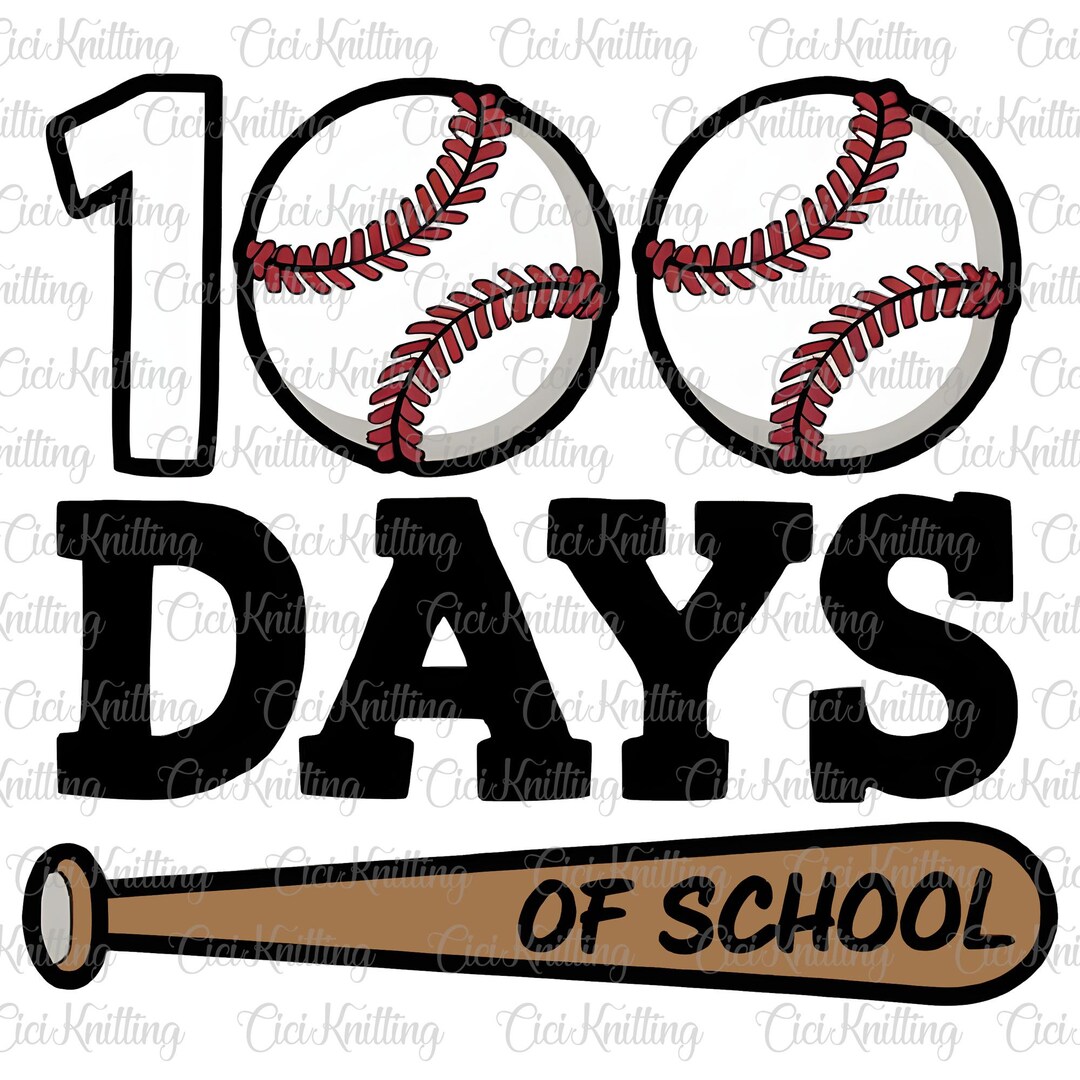 100 Days of School Baseball Png, Baseball Fans, 100 Days Png, 100th Day ...