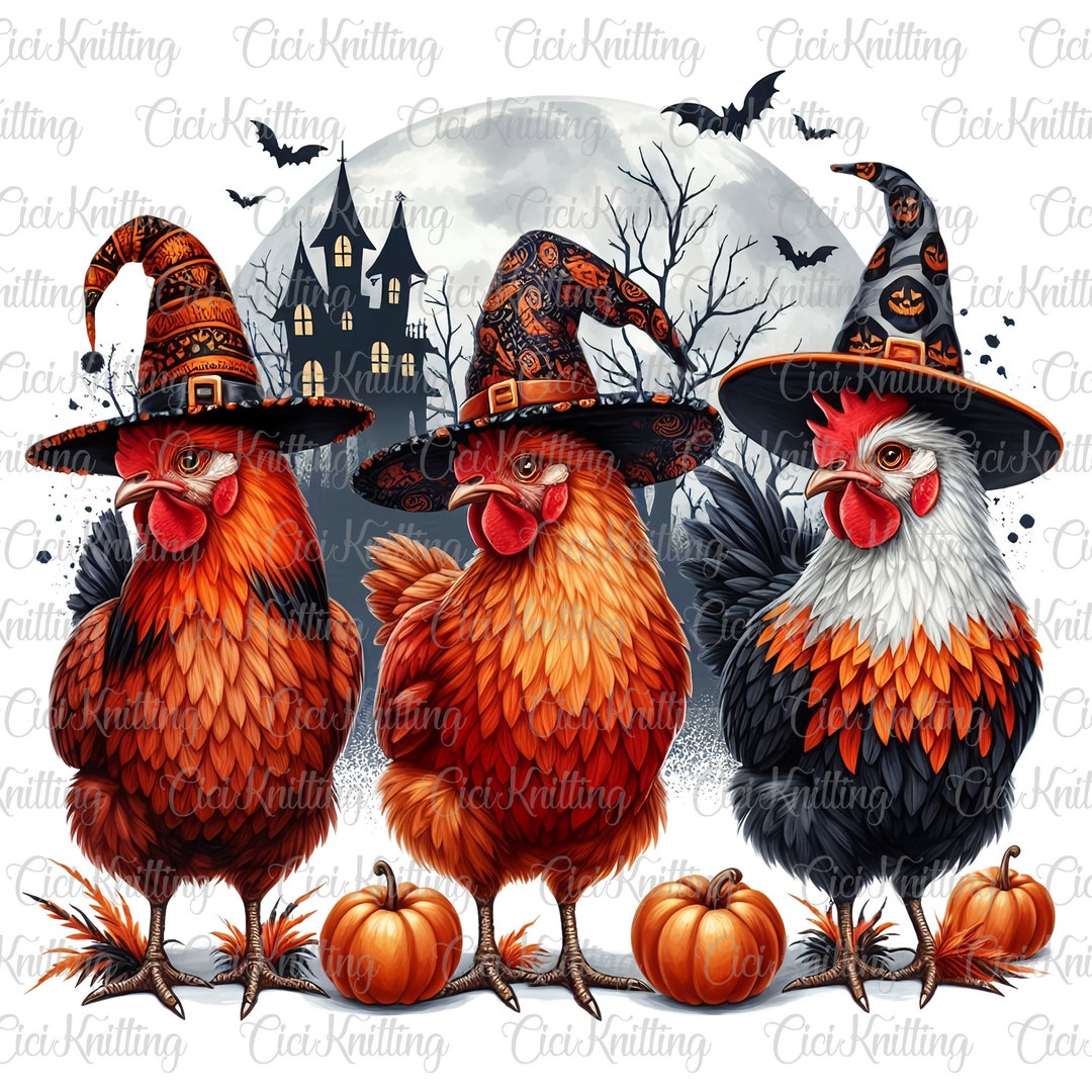 Halloween PNG, Spooky Chickens Png, Pumpkin Png, Witch Png, Haunted ...
