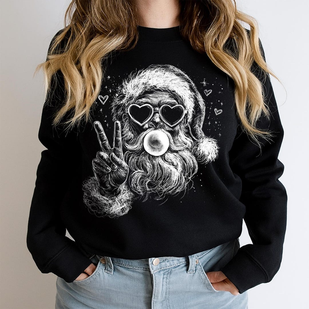 Retro Santa Bubblegum Png, Distressed Christmas Png, Vintage Santa ...