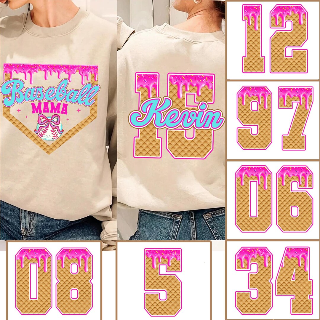 Custom Baseball Mama Drip Png, Baseball Ice Cream Drip Png, Brushstroke ...
