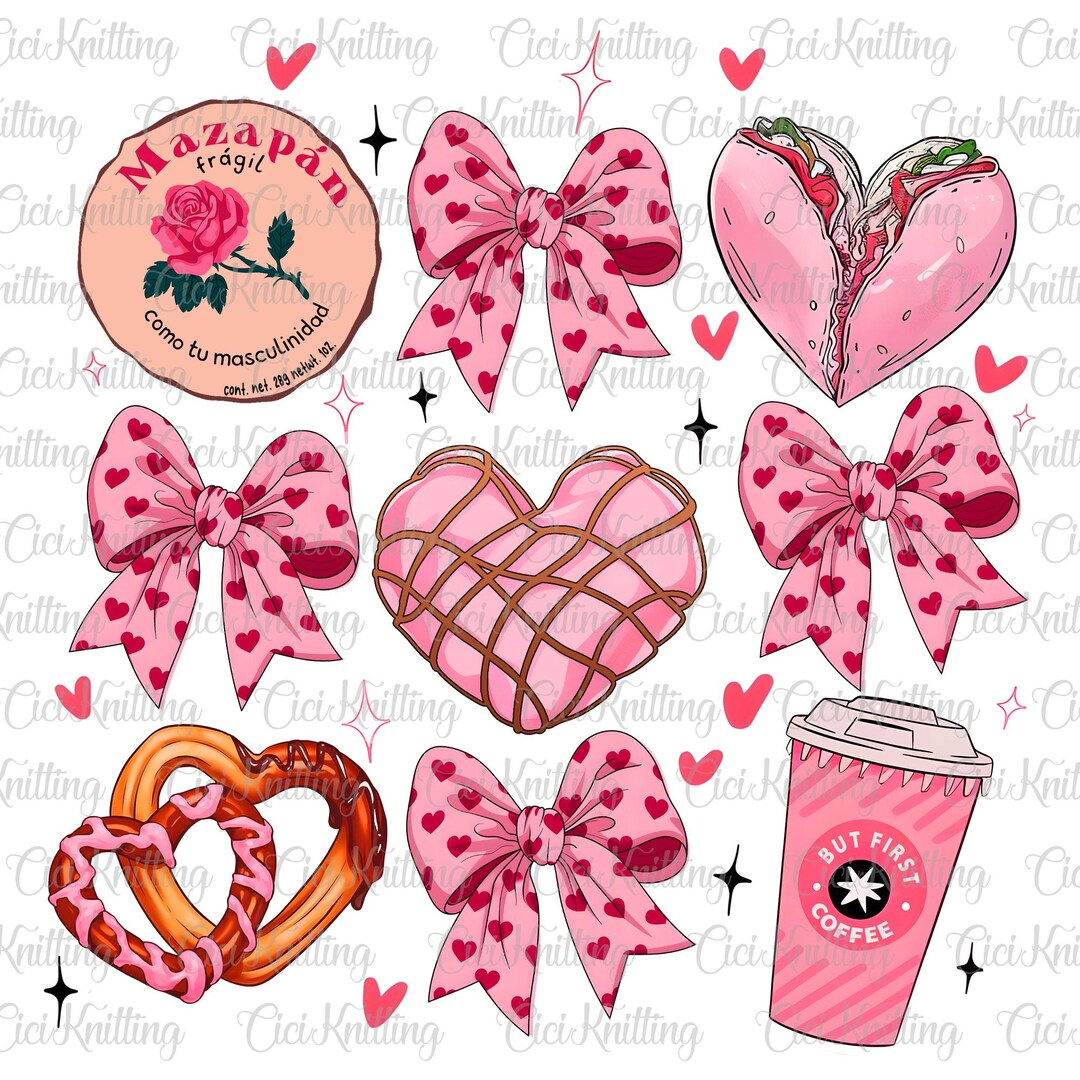 Concha Valentine's Coquette Bow Png, Retro Valentine Png, Concha Coffee ...
