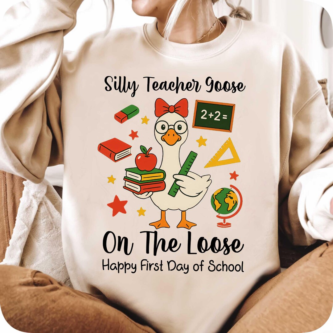 Funny Goose Silly Teacher Png, Teacher Goose on the Loose Png, Happy ...