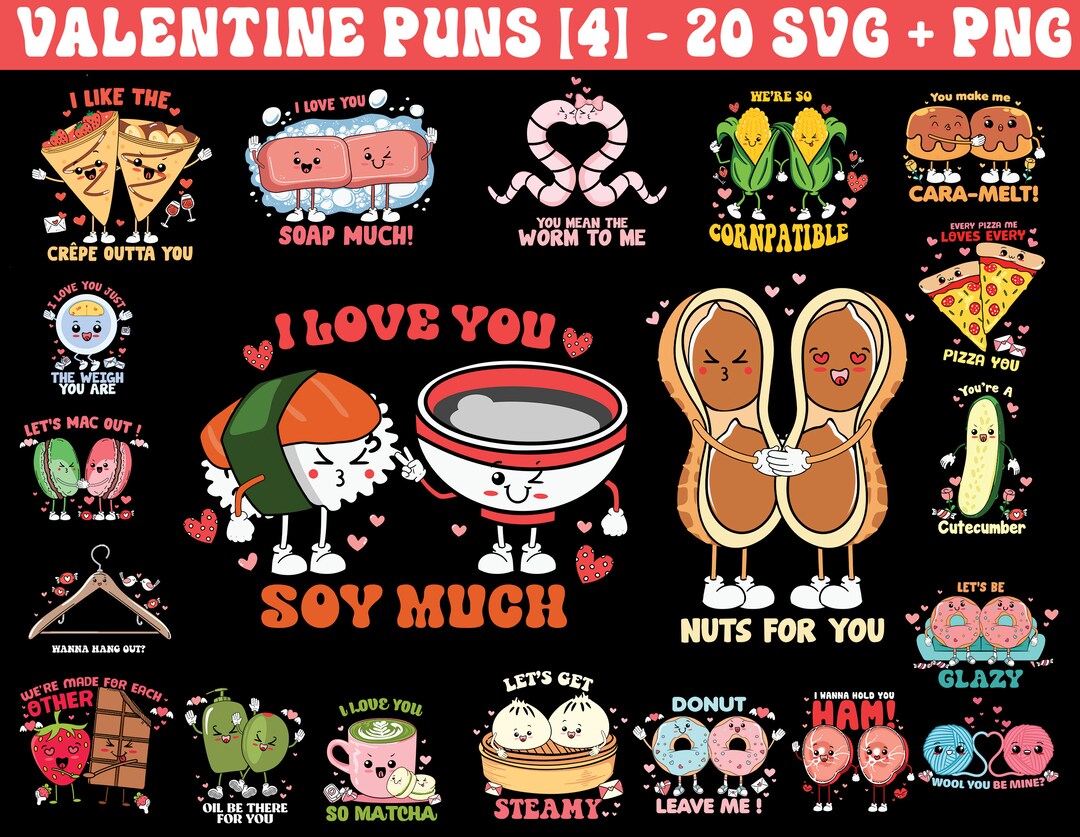 Valentine's Day Food Puns Clip Art personal and Limited Commercial Use ...