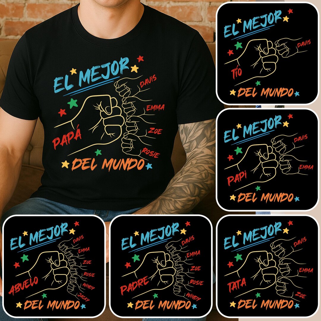 Personalized Toddler Kid El Mejor Papa Del Mundo Fist Bump Png Bundle ...