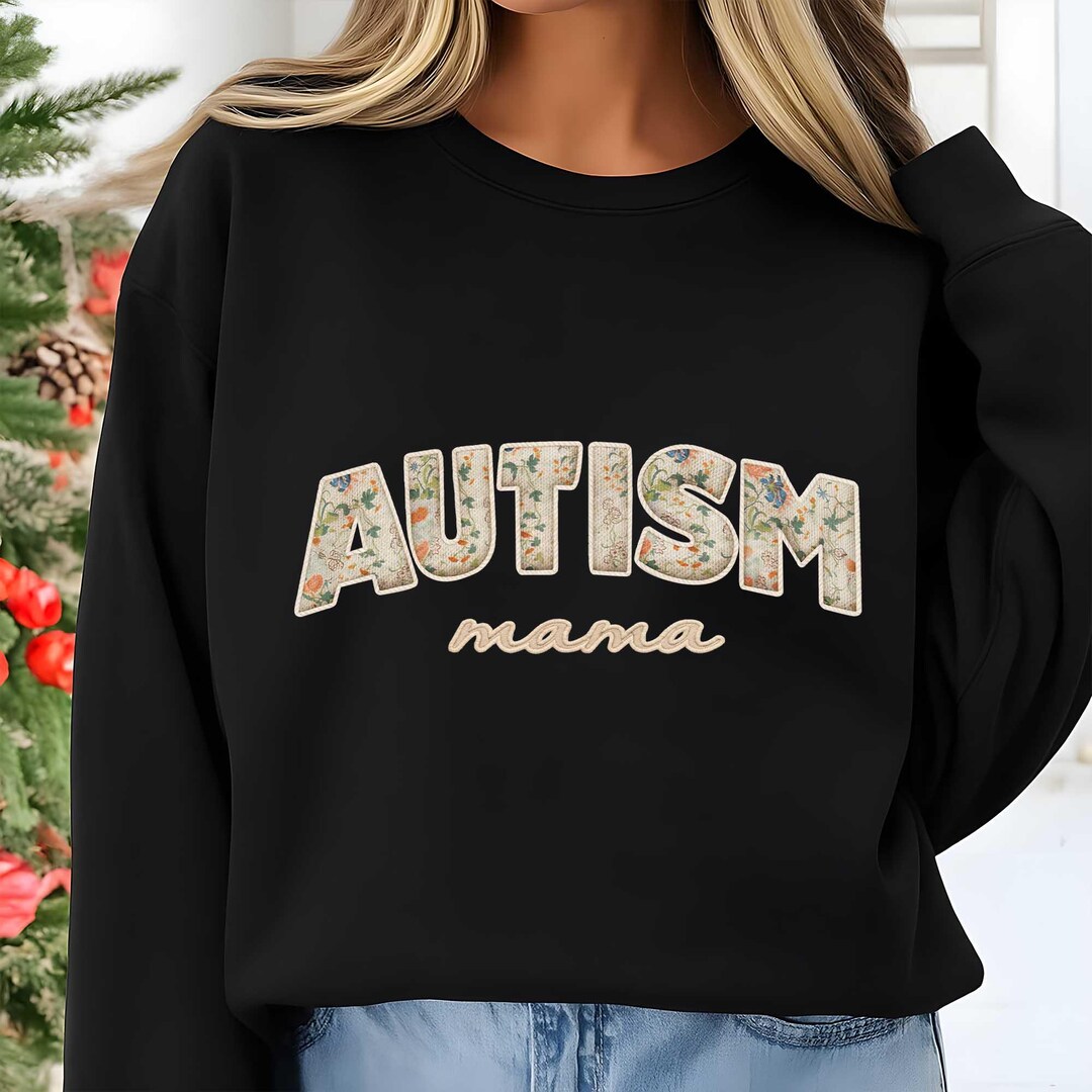 Floral Autism Mama Faux Yarn Png, Autism Awareness Png, Retro ...