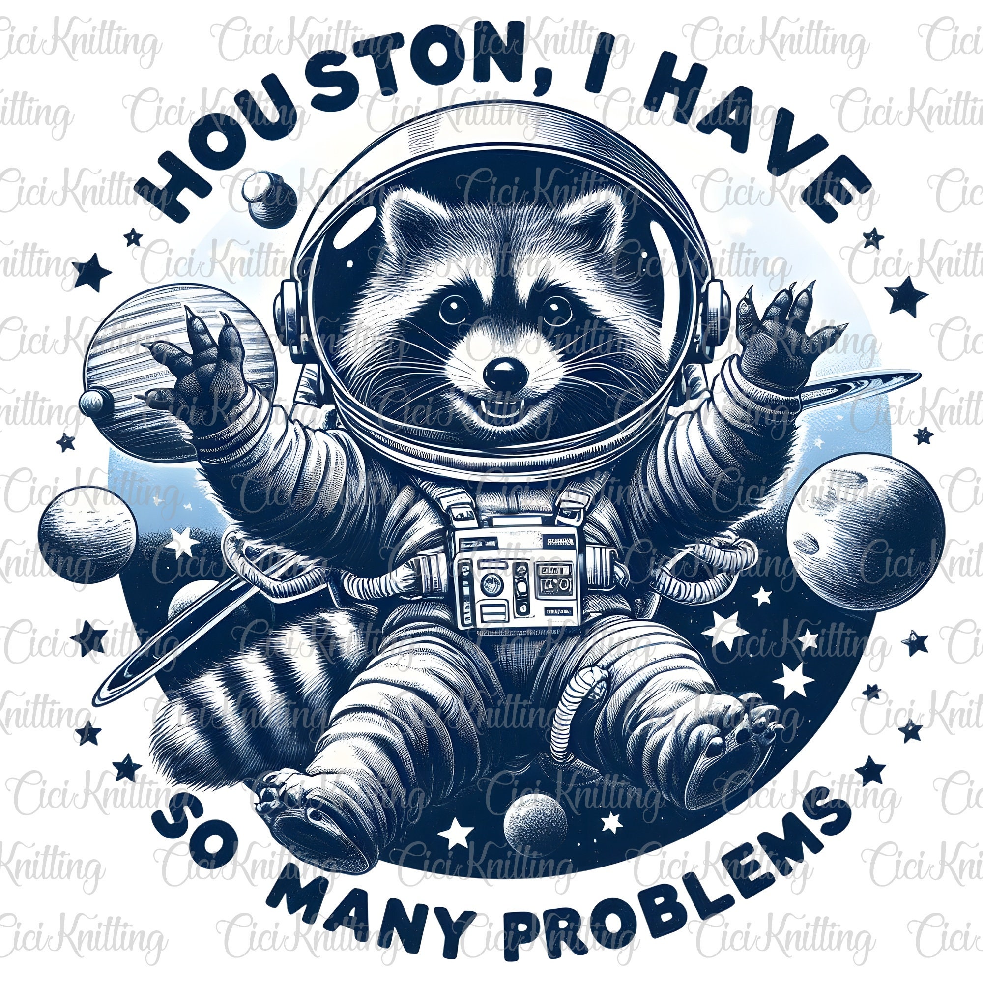 Houston, I Have so Many Problems Funny Raccoon in Space Vintage Animal ...