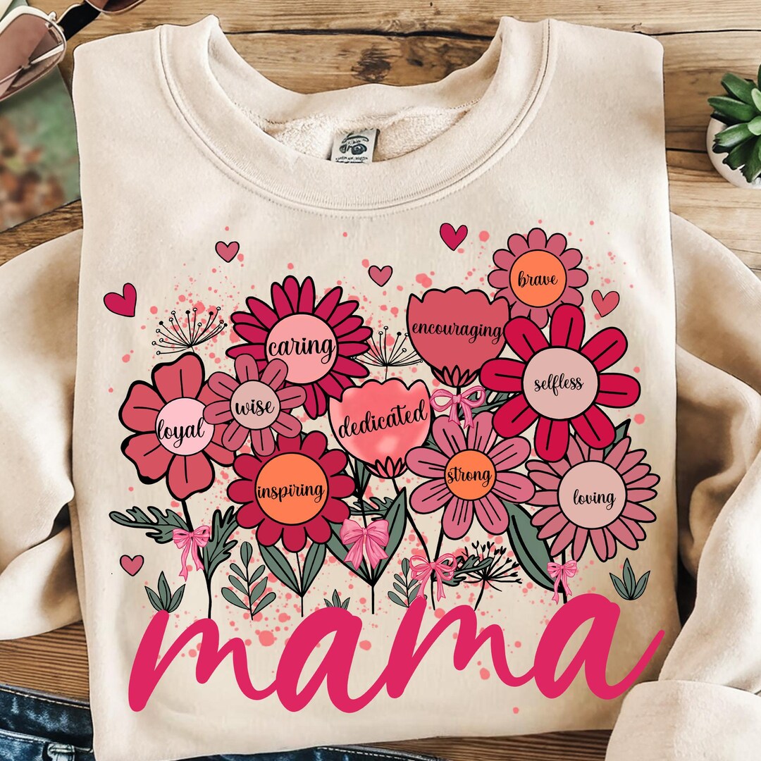 Boho Floral Mama Png, Mom Adjectives Png, She is Mom Png, Mama ...