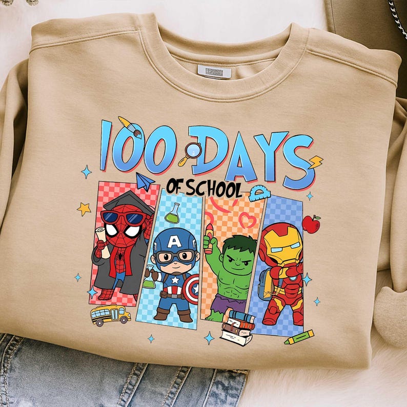 100 Days of School Png, Preppy Boys School Png, Cartoon 100th Day of ...
