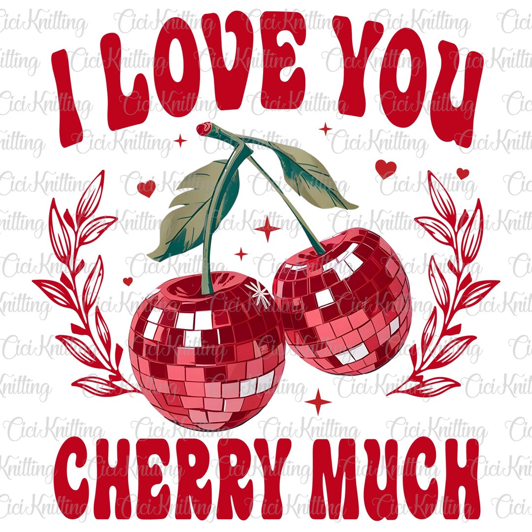 Love You Cherry Much Png, Pink Valentine Disco Heart Png, Glitter ...