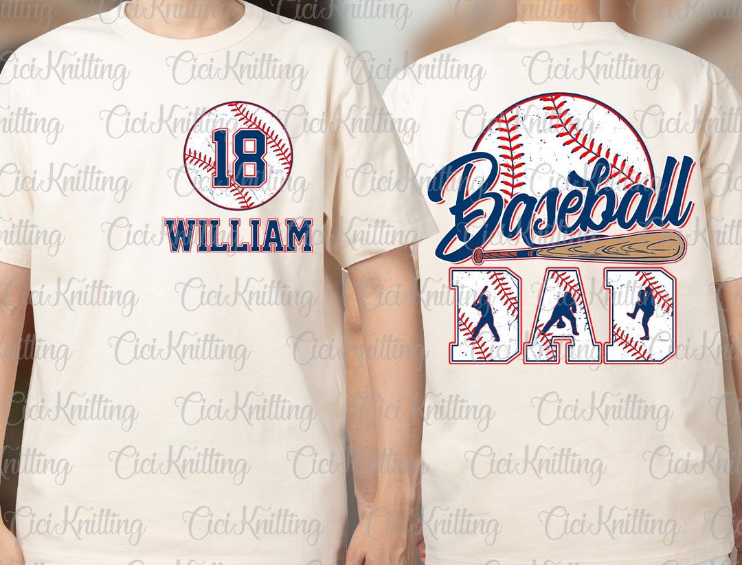 Custom Baseball Dad Flag Png, Baseball Dad Shirt With Kids Name ...