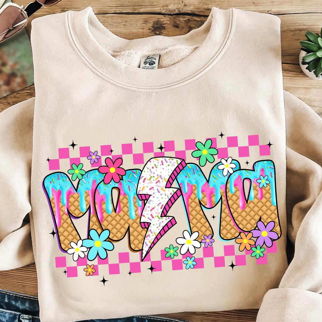 Mama Png, Mama Ice Cream Drip Png, Checkered, Zebra Print, Dalmatian ...