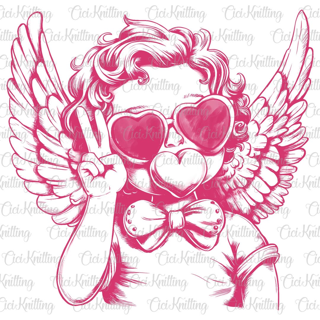 Retro Cupid Valentine Blowing Bubble PNG, Vintage Valentines Day PNG ...