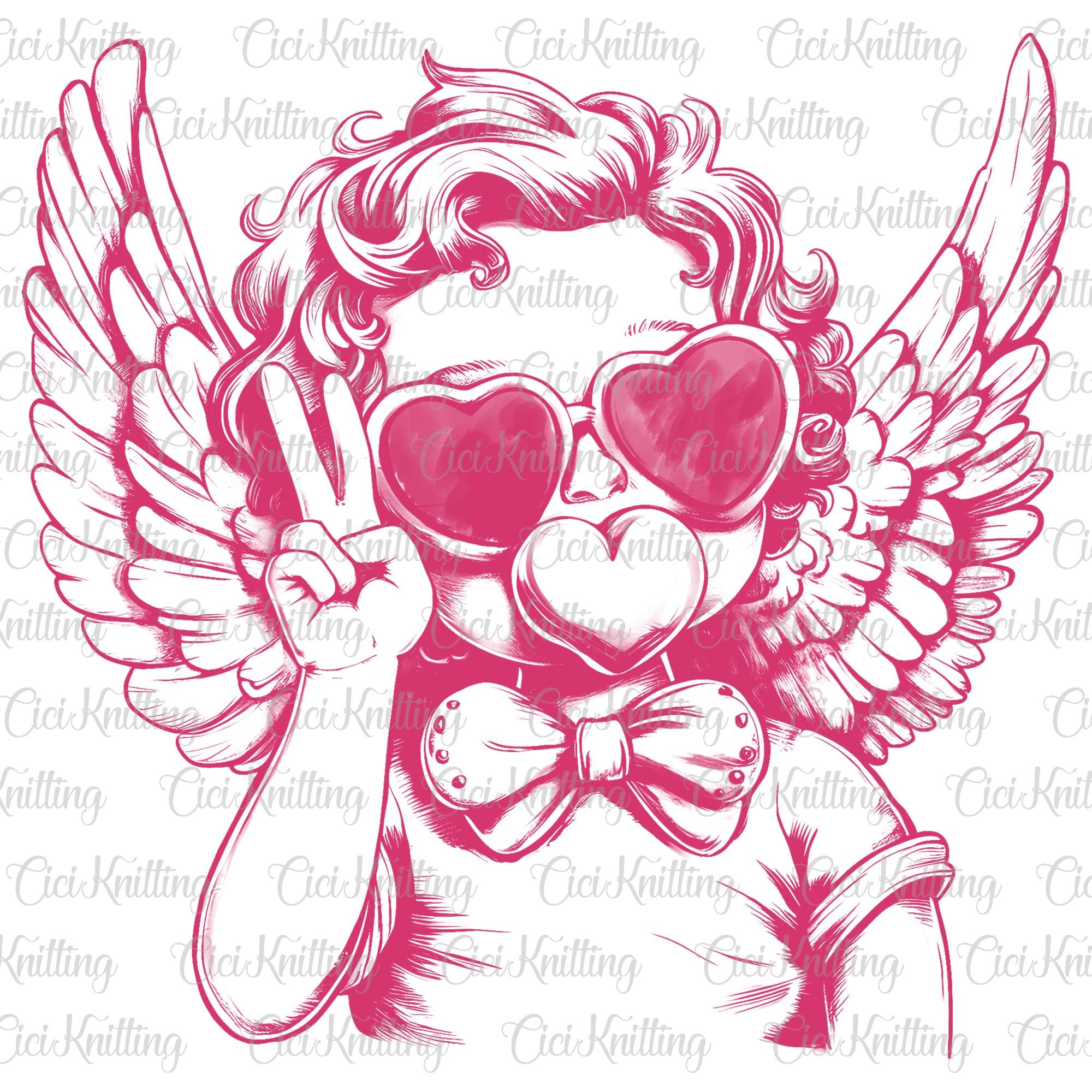 Retro Cupid Valentine Blowing Bubble PNG, Vintage Valentines Day PNG ...