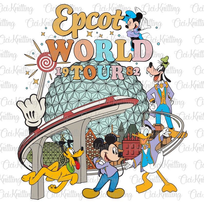 Epcot World Tour Png, Mouse and Friends Png, Family Vacation Png, Retro ...