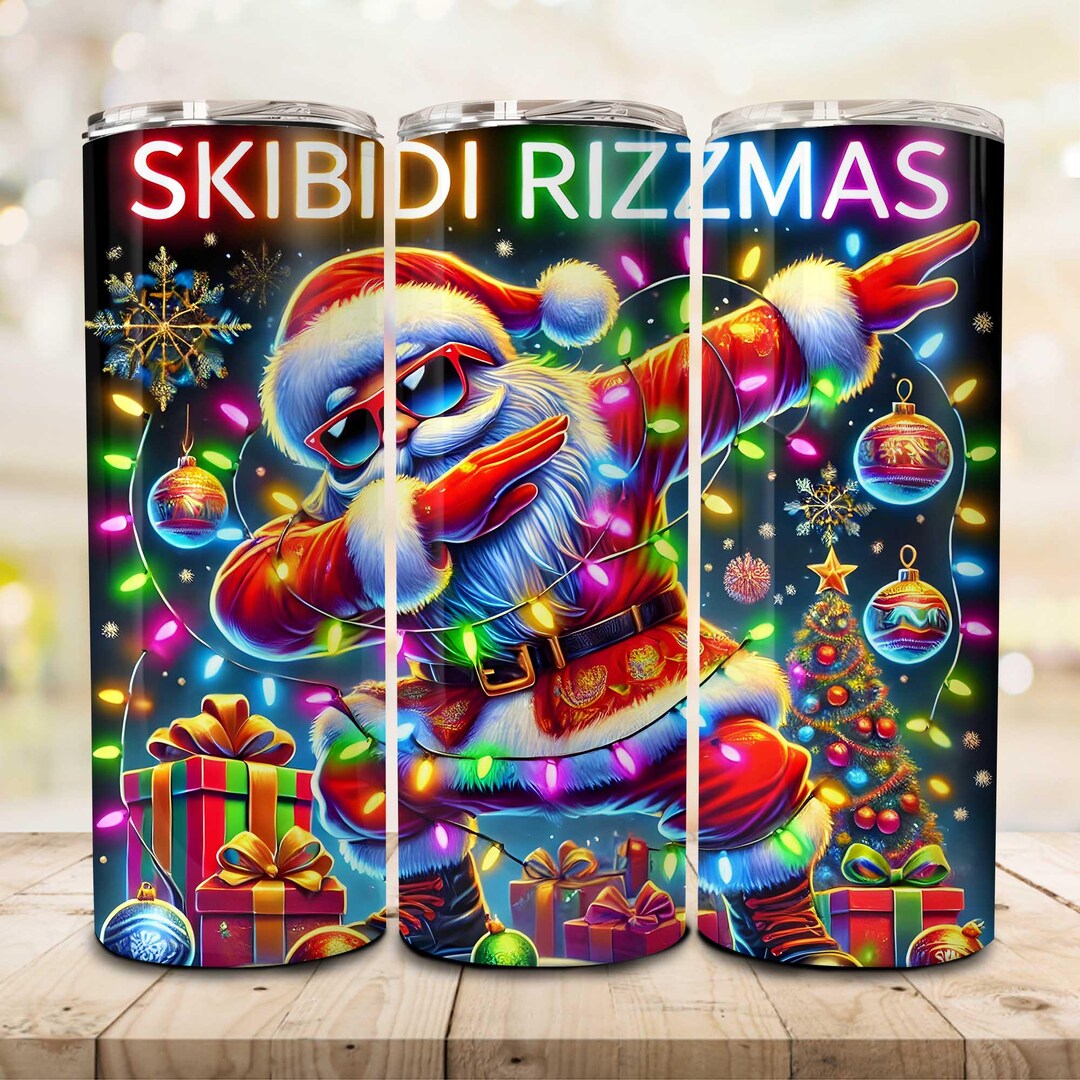 Skibidi Rizzmas 20oz Skinny Tumbler PNG, Merry Rizzmas Png, Rizz the ...