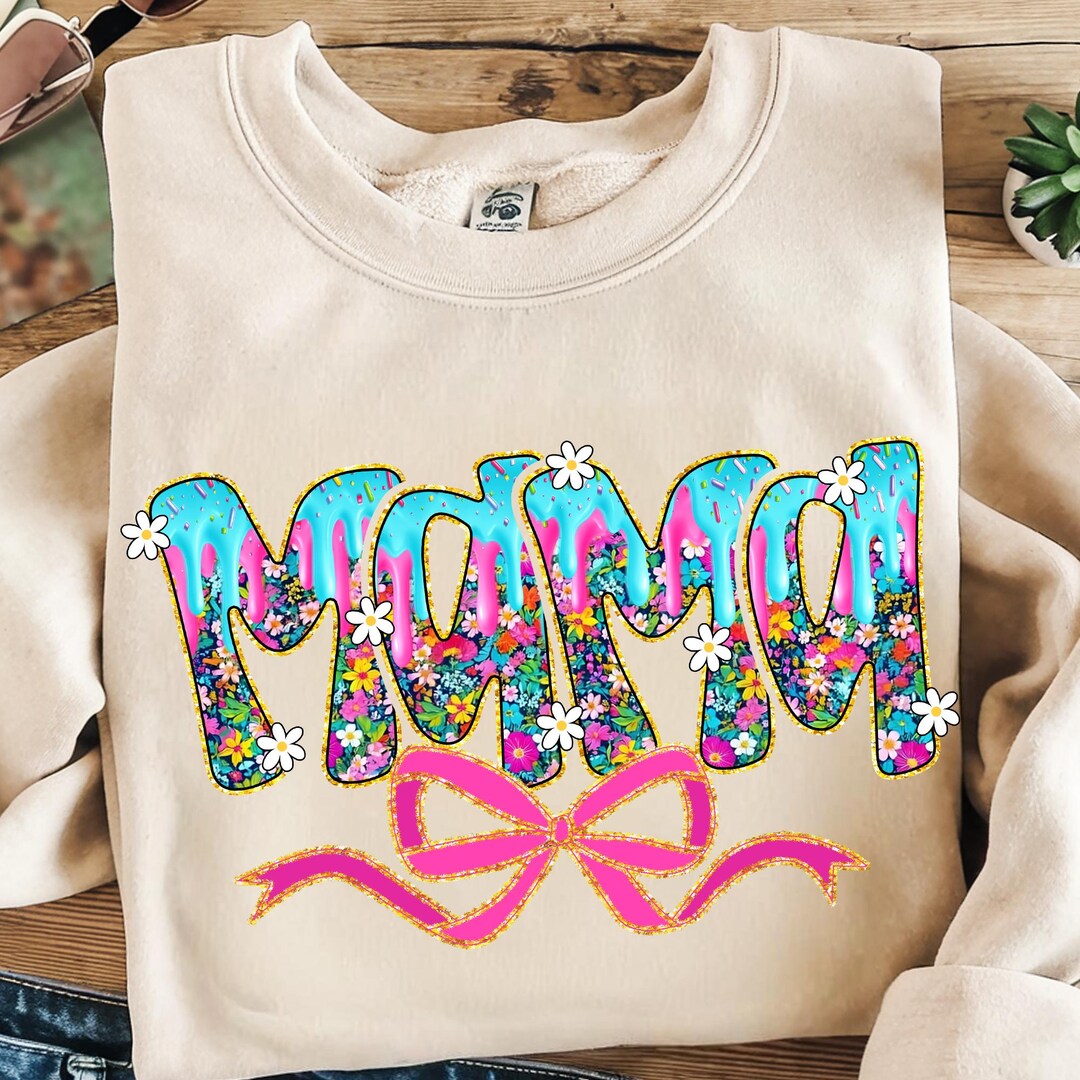 Preppy Mama Flower Png, Floral Mama Coquette, Mama Ice Cream Drip Png ...