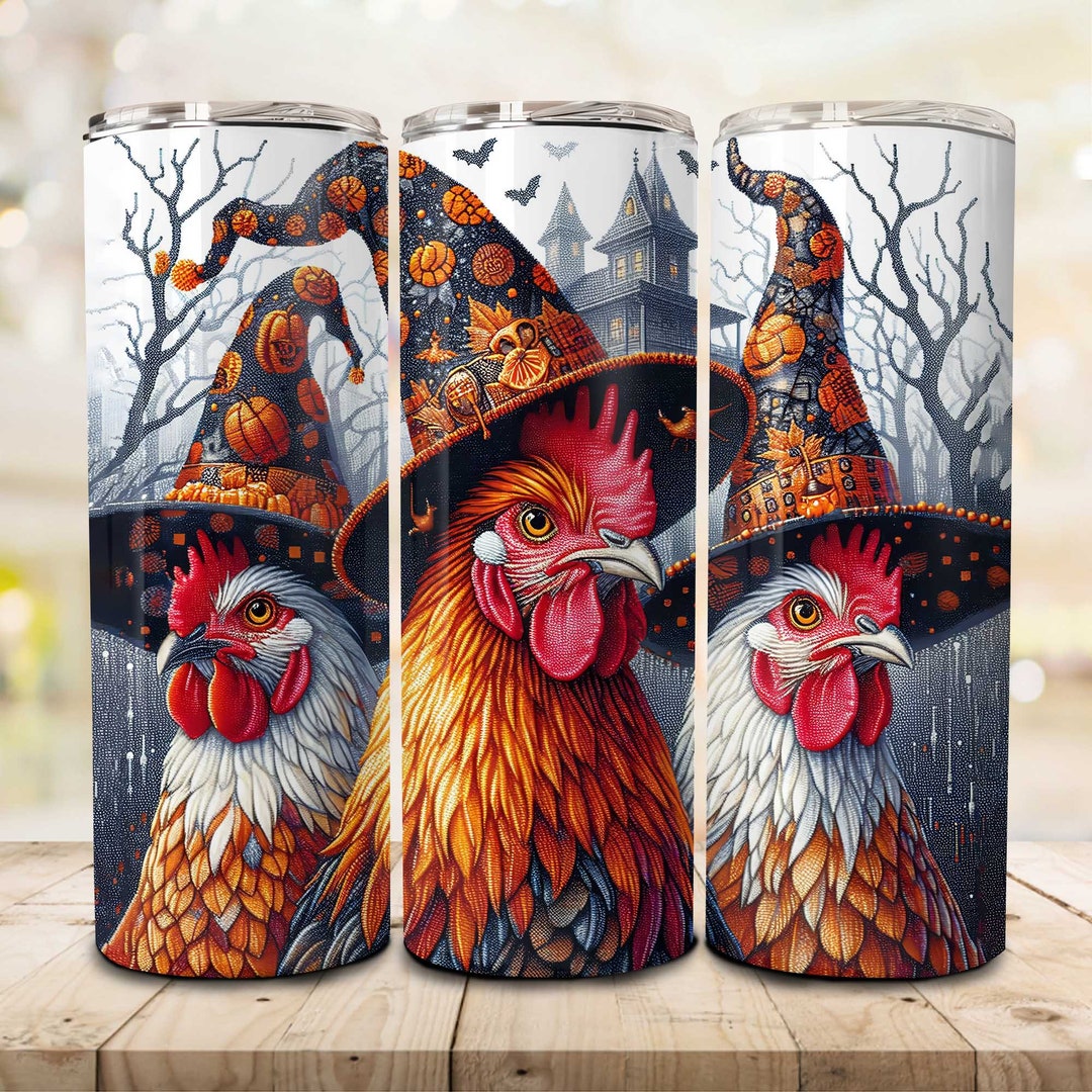 Spooky Chickens 20oz Skinny Tumbler Png, Chickens Halloween, Fall ...