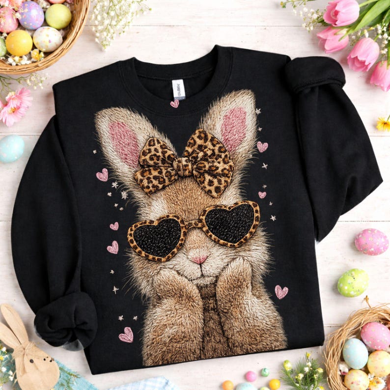 Leopard Easter Bunny Png, Happy Easter Png, Retro Bunny Bow With ...