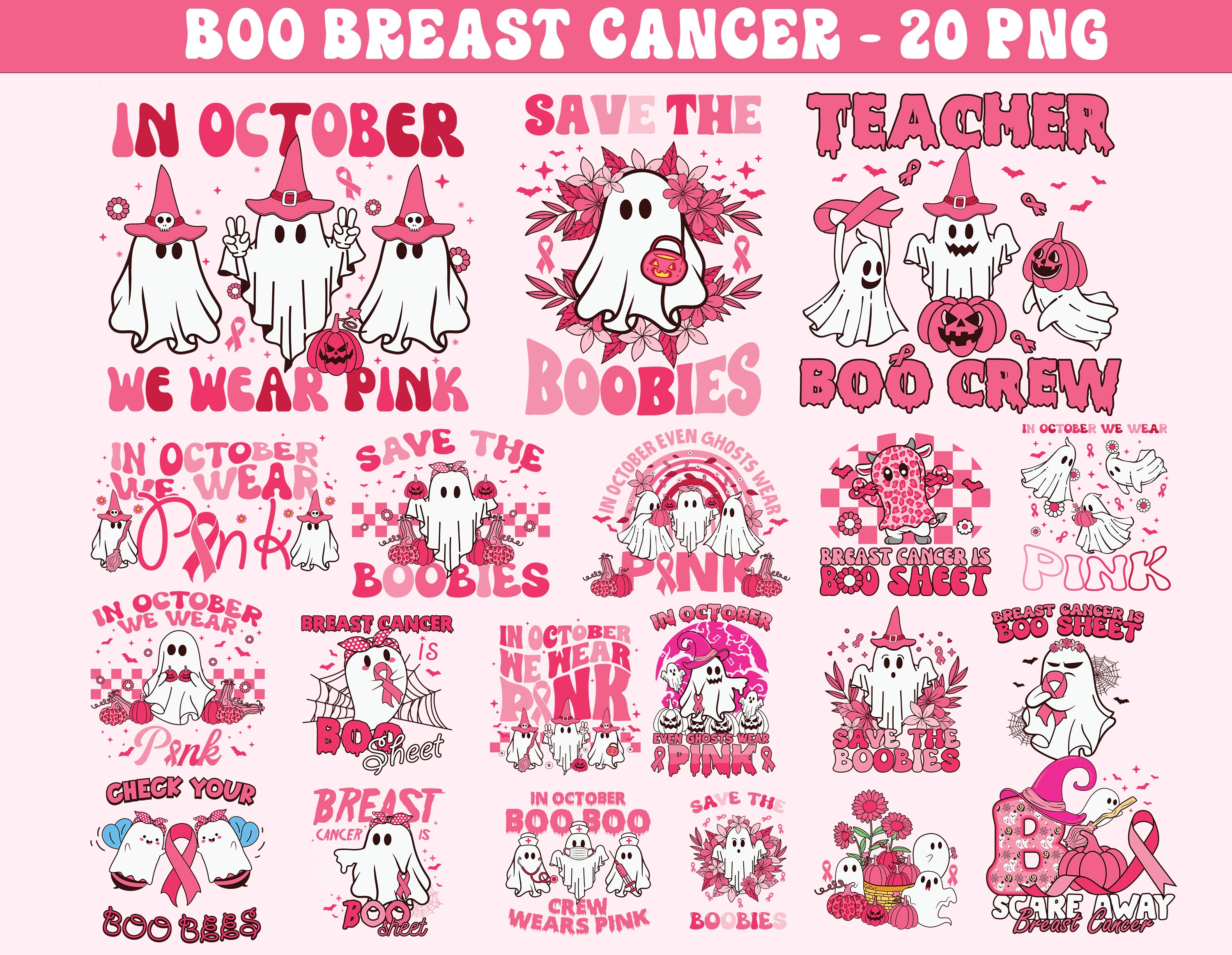 20 Designs Breast Cancer SVG PNG Bundle, Boo Breast Cancer Awareness ...