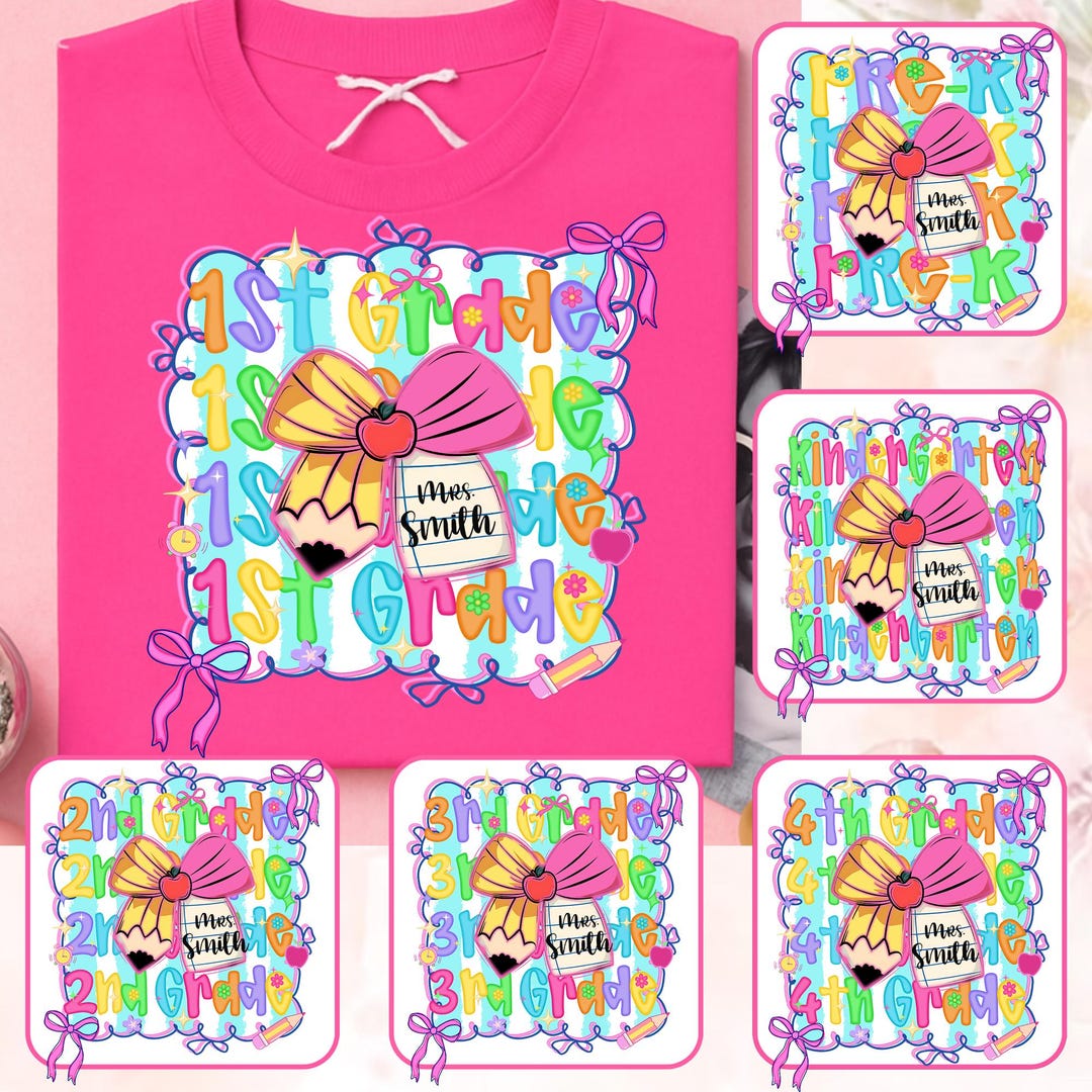 Personalized Teacher Name PNG Design, Preppy Back to School Png, First ...